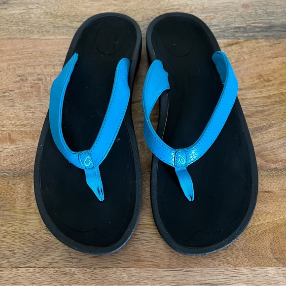 OluKai | Shoes | Olukai Womens Kulapa Kai Blue Black Flip Flop Sandals ...